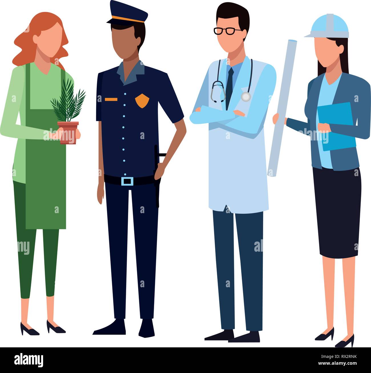 Cartoon Characters Different Professions High Resolution Stock ...