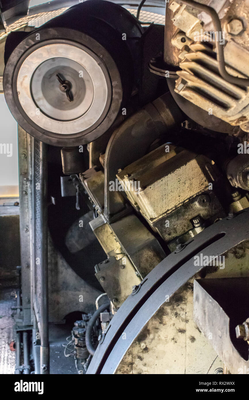 Engine room in diesel locomotive Stock Photo - Alamy