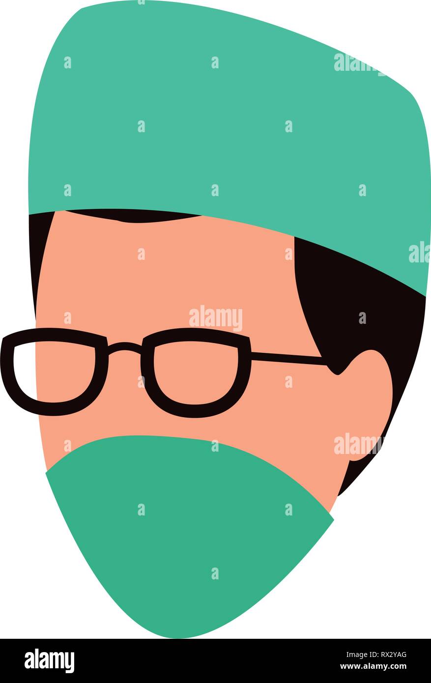 Doctor surgeon face with glasses and mouthcap head Stock Vector Image ...