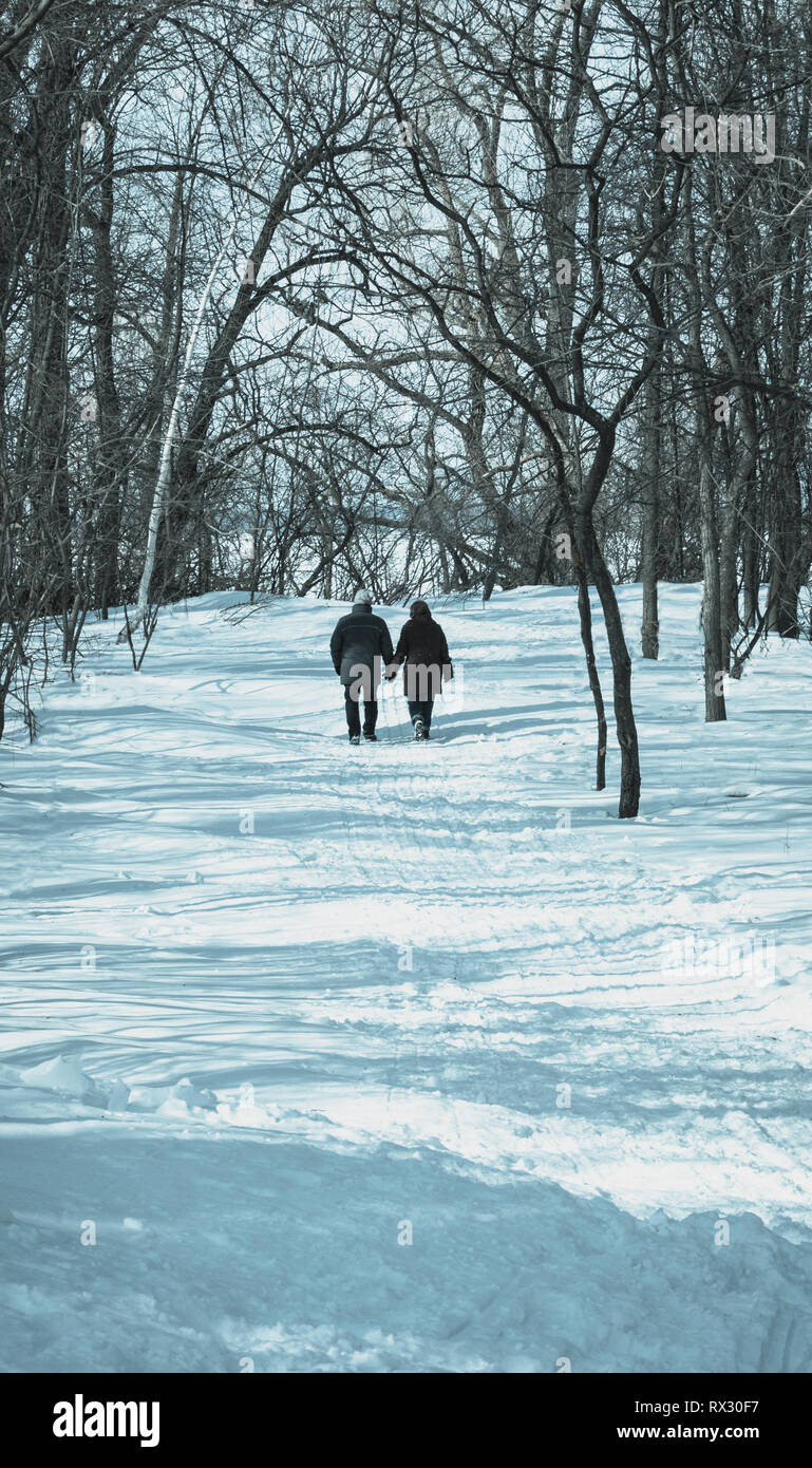 Walking snow walking woman family hi-res stock photography and images ...
