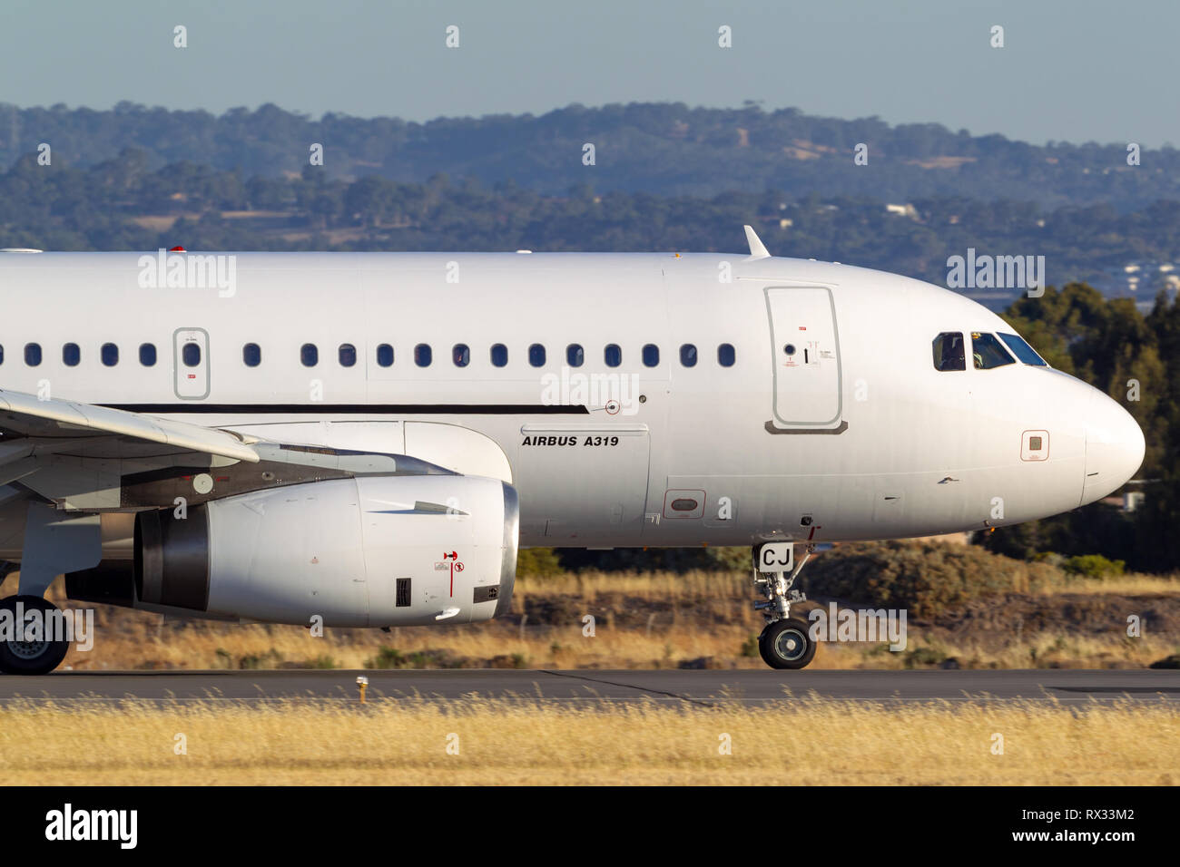 Skytraders Airbus A319-132 aircraft VH-VCJ at Adelaide Airport Stock ...