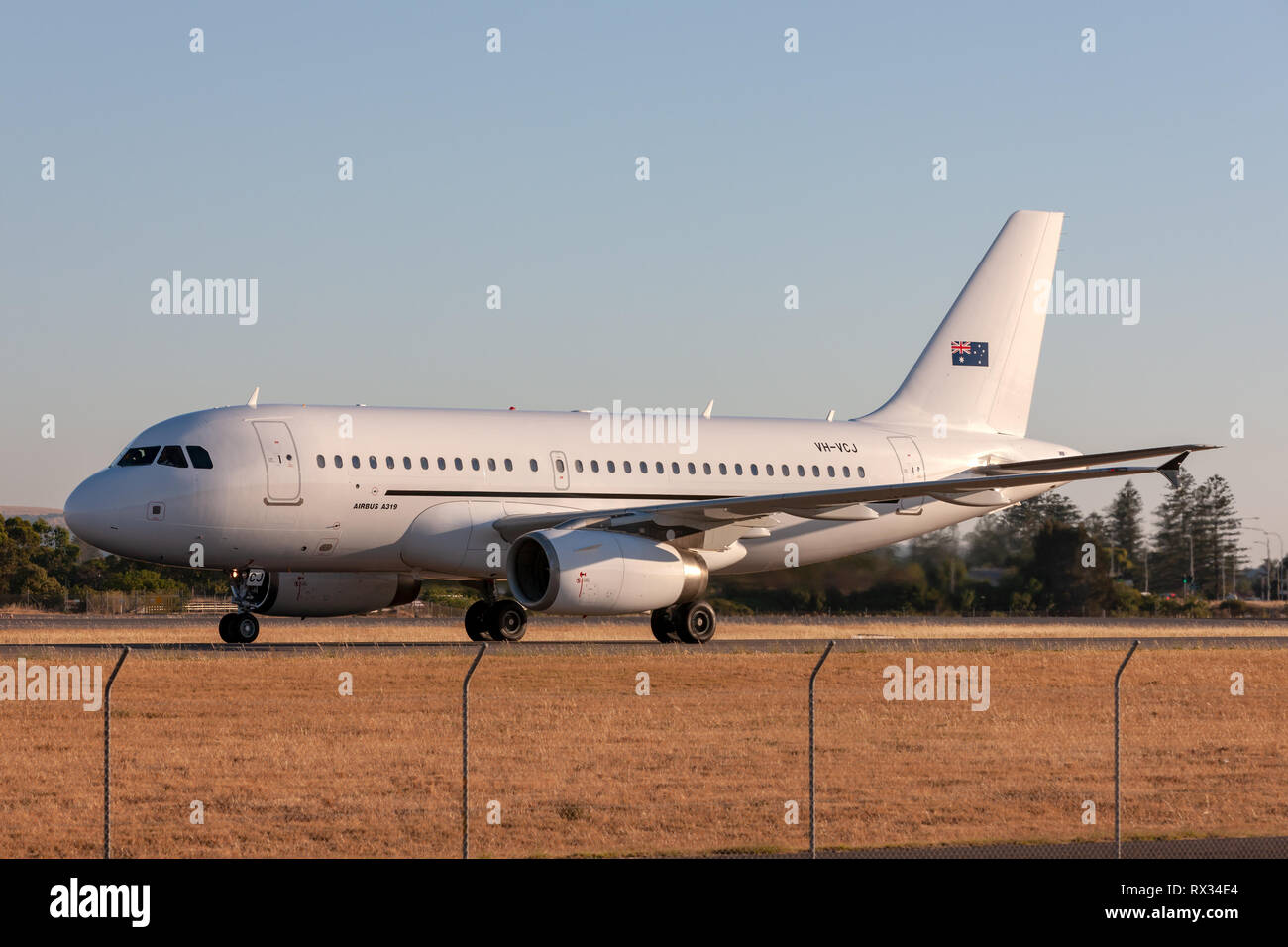 Skytraders Airbus A319-132 aircraft VH-VCJ at Adelaide Airport Stock ...