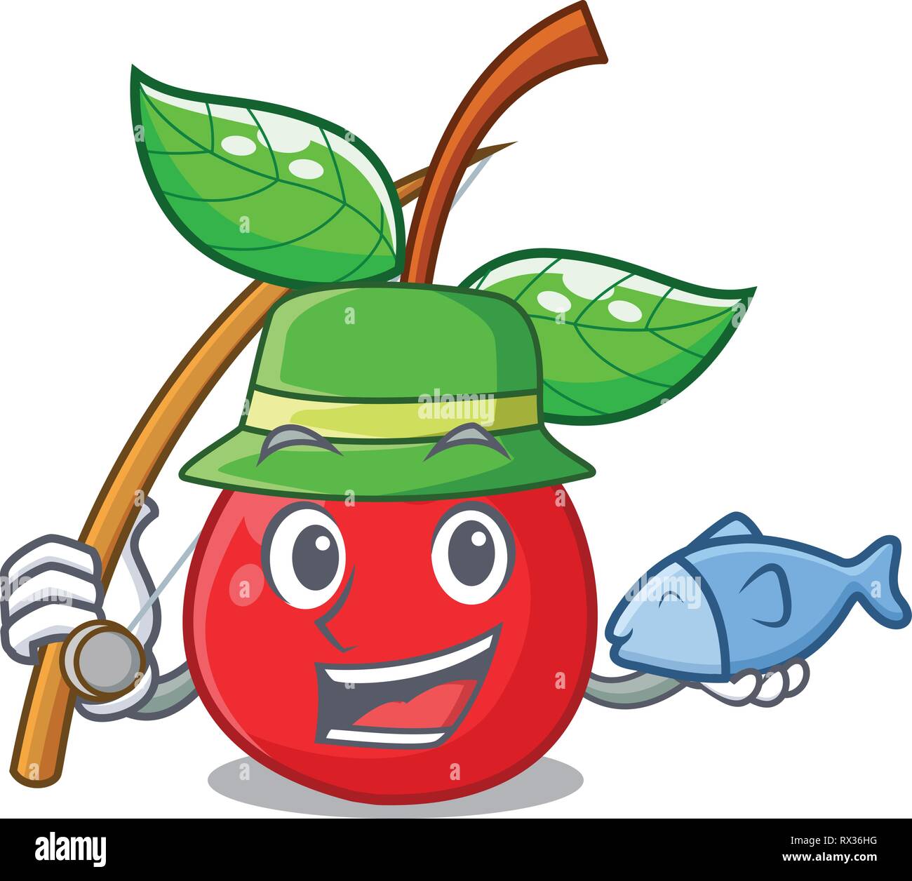Fishing cherry fruit in a cartoon bowl Stock Vector Image & Art - Alamy