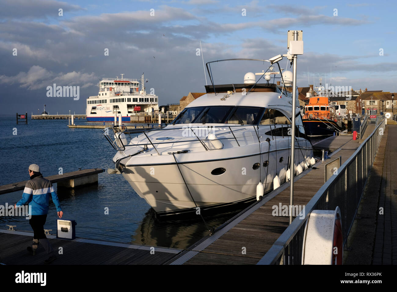 View of Yarmouth Harbour and Marina on the Isle of Wight. A Wightlink ...