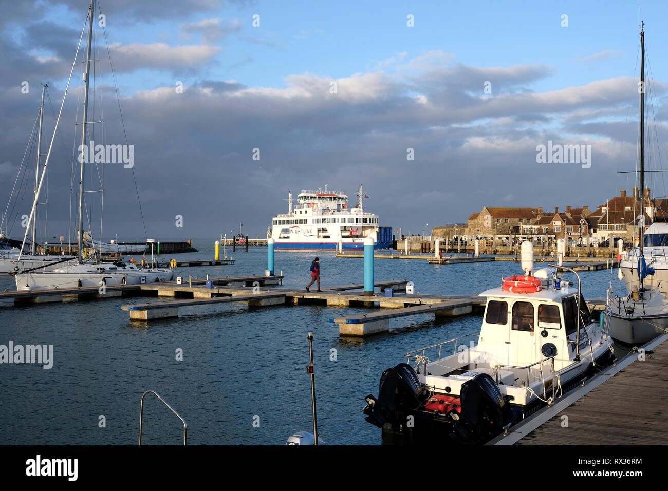 View of Yarmouth Harbour and Marina on the Isle of Wight. A Wightlink ...