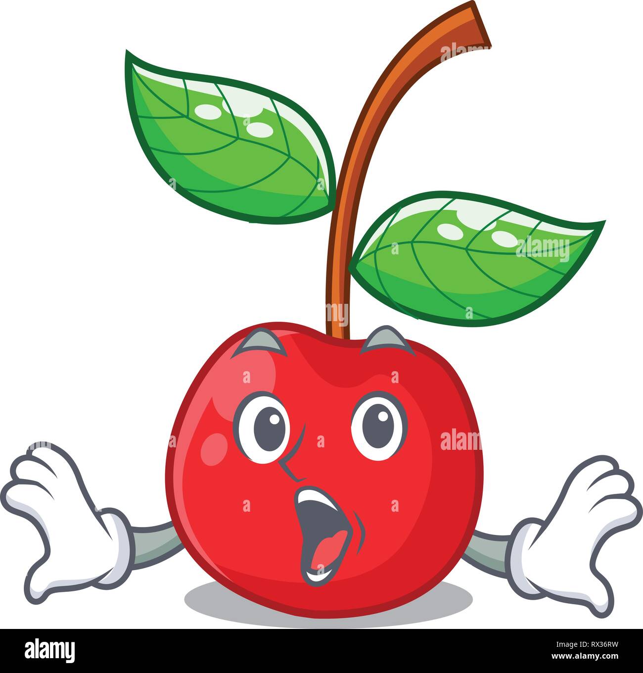 Surprised cherry fruit in a cartoon bowl Stock Vector Image & Art - Alamy