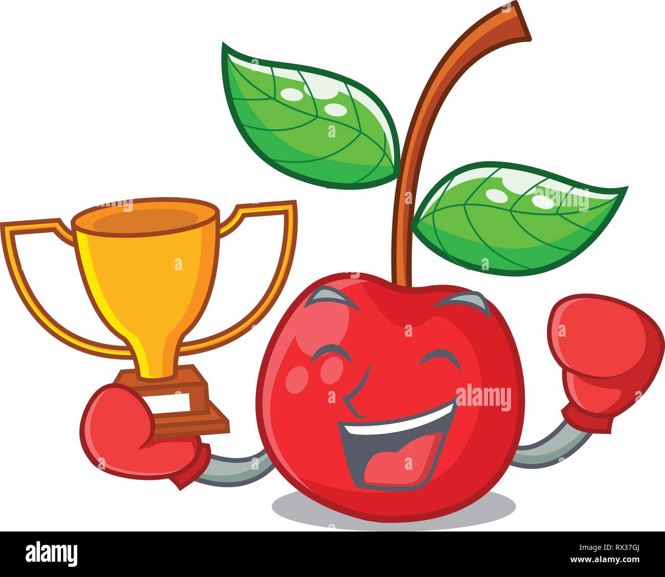 Boxing winner cherries fruit isolated with the cartoon Stock Vector ...