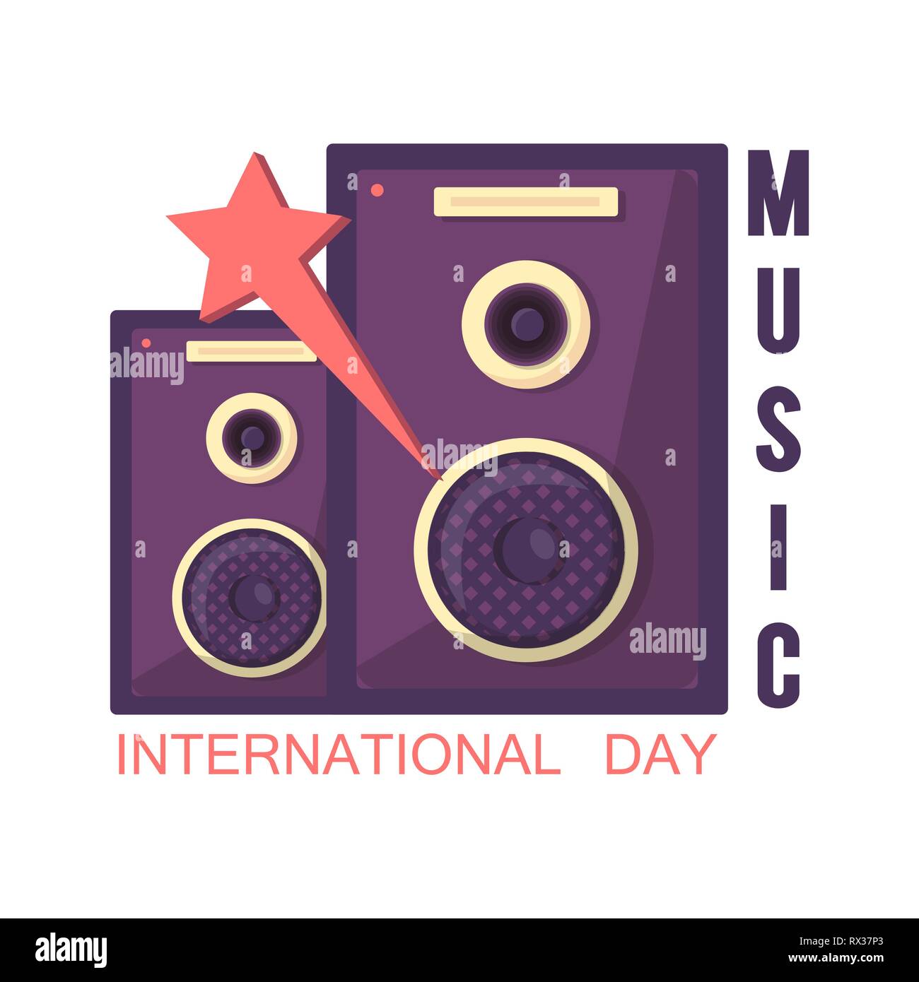 Flat design speaker isolated on white background. Audio music isolation ...