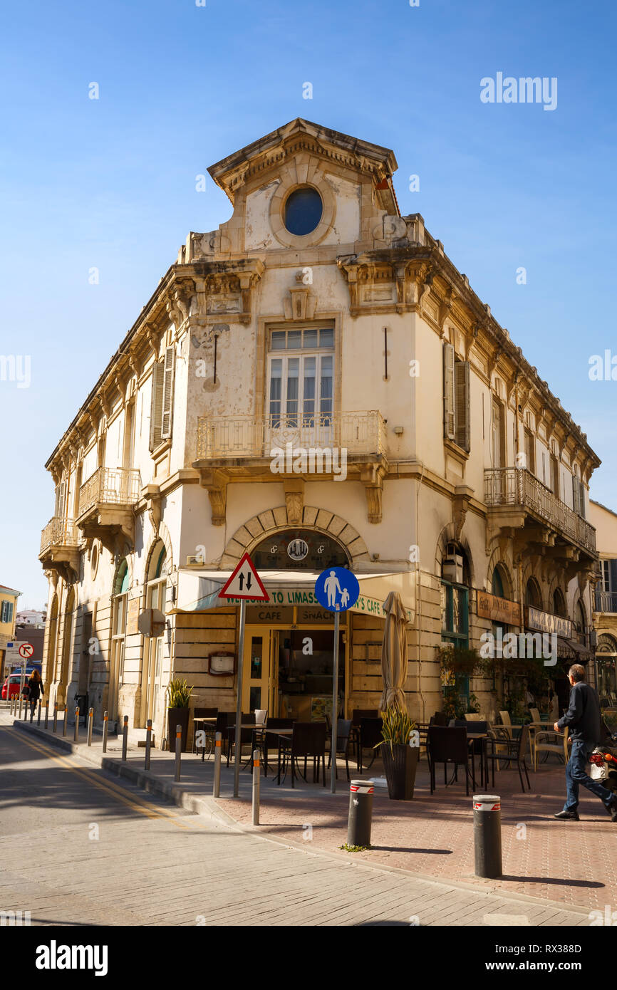 Limassol, Cyprus - February 4, 2016 - Beautiful old building in the ...