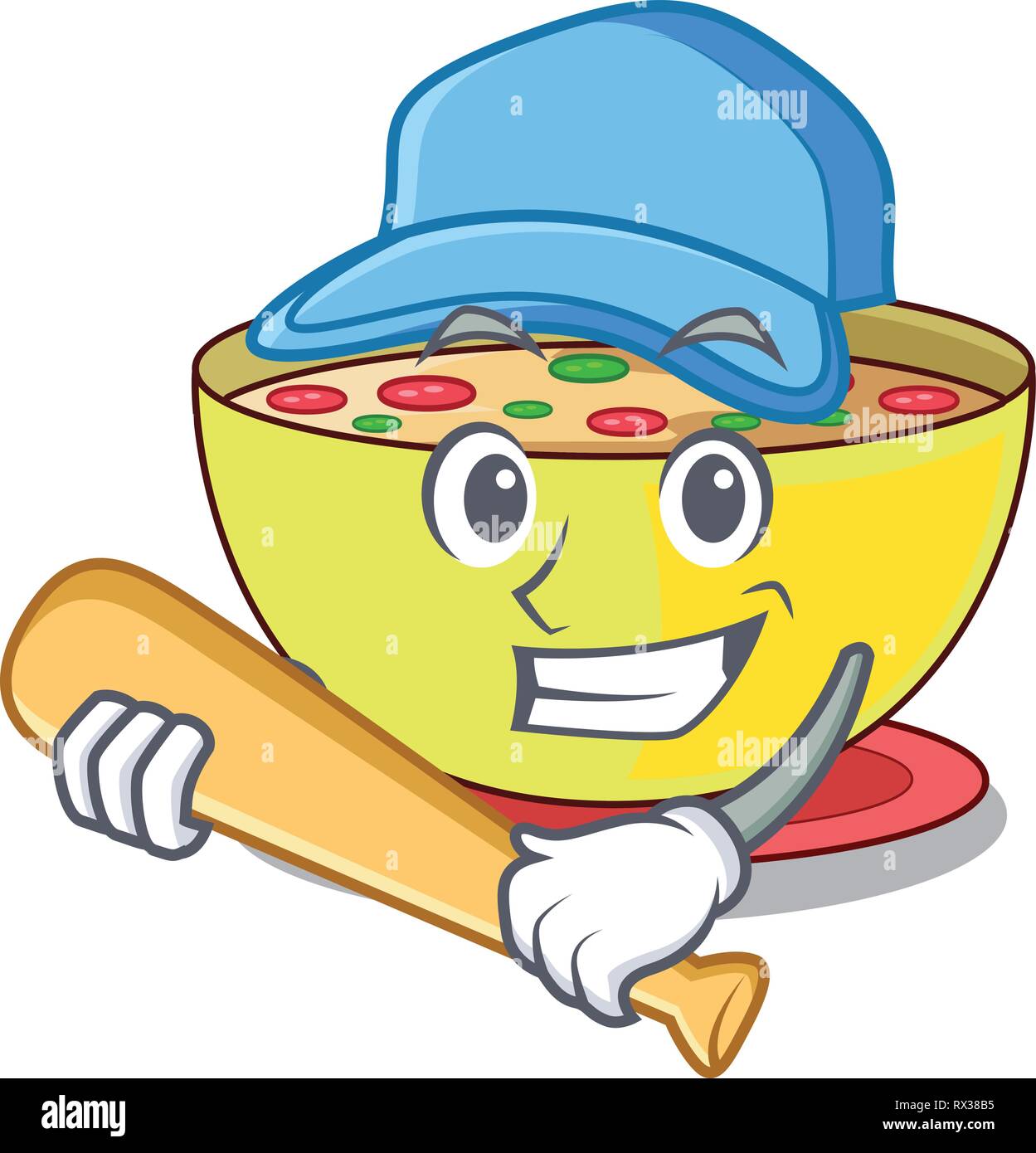 Playing baseball corn chowder in a cartoon bowl Stock Vector Image ...