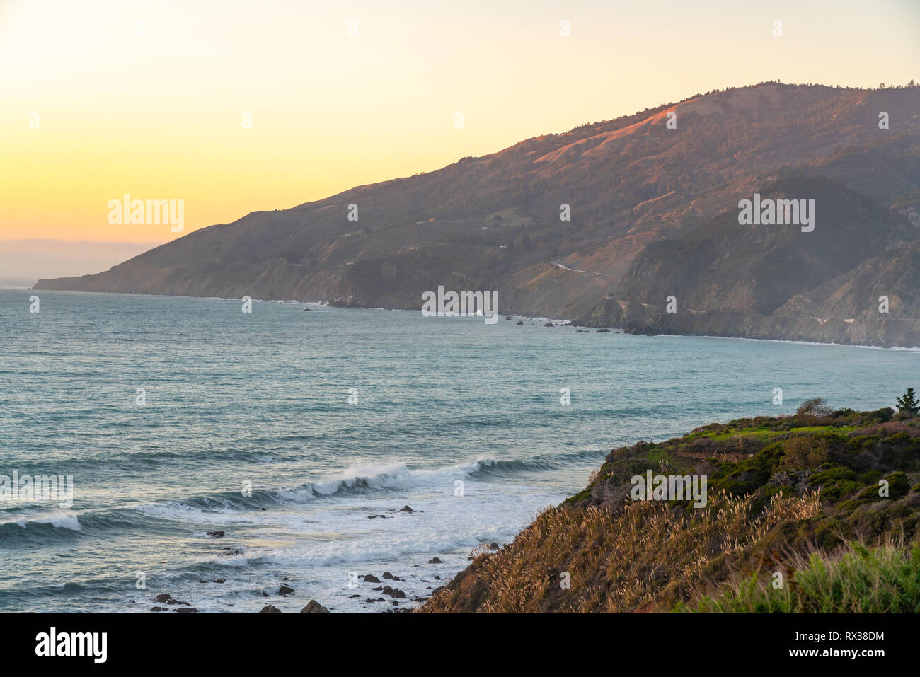Big Sur, California - Sunset Vista view of the California coastline ...