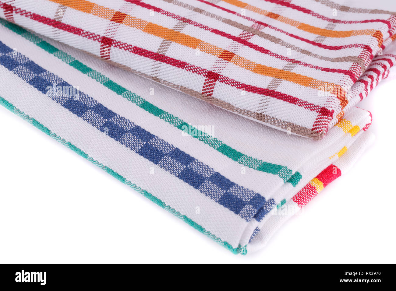 Colorful kitchen towels closeup picture Stock Photo - Alamy