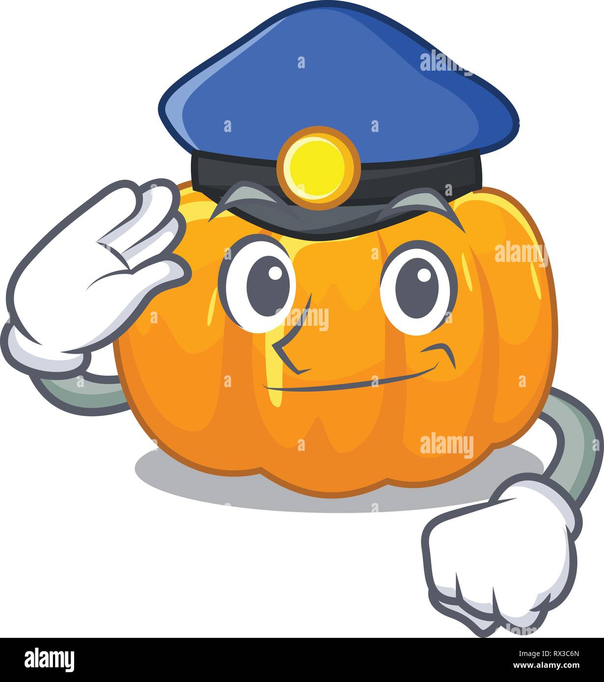 Police yellow pumpkin above wooden mascot table Stock Vector Image ...