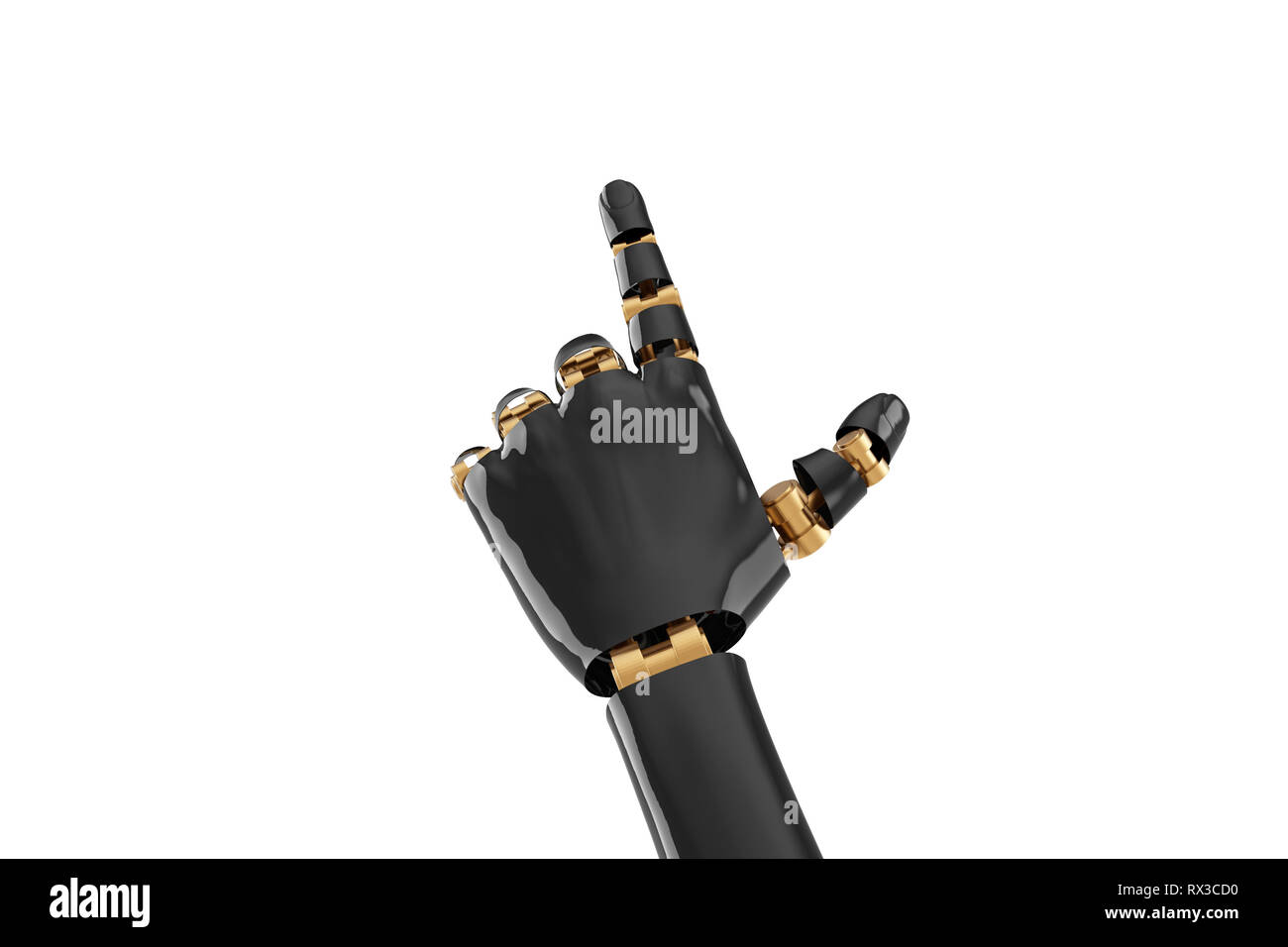 3D rendering concept of a robotic mechanical arm. thumbs up symbol ...