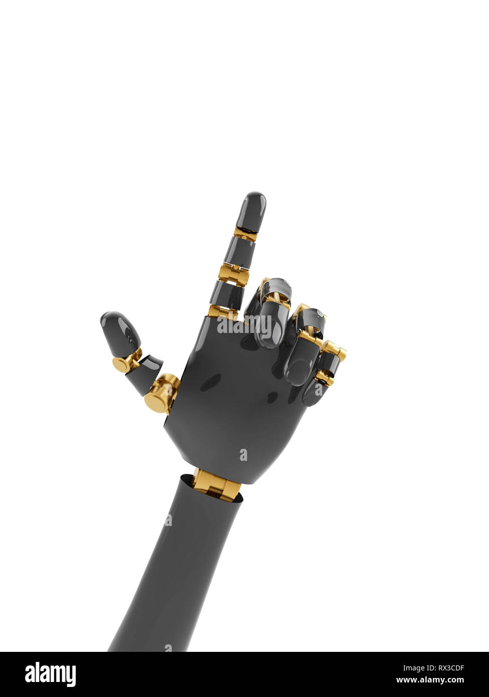 3D rendering concept of a robotic mechanical arm. thumbs up symbol ...