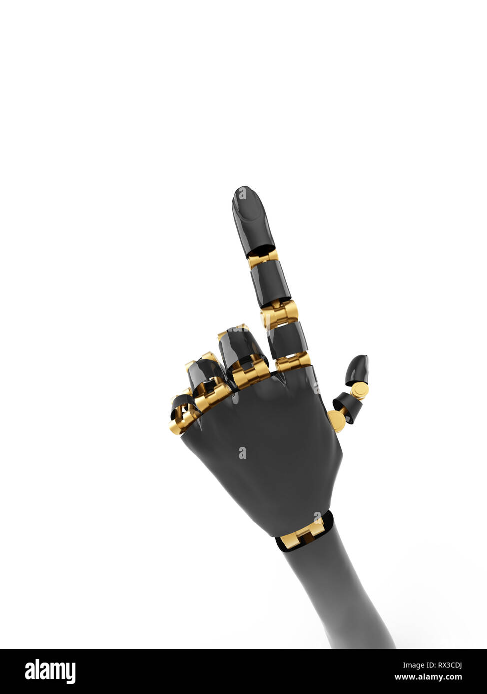 3D rendering concept of a robotic mechanical arm. thumbs up symbol ...