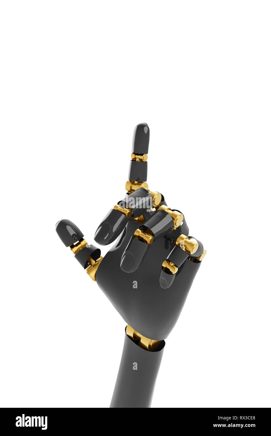 3D rendering concept of a robotic mechanical arm. thumbs up symbol ...