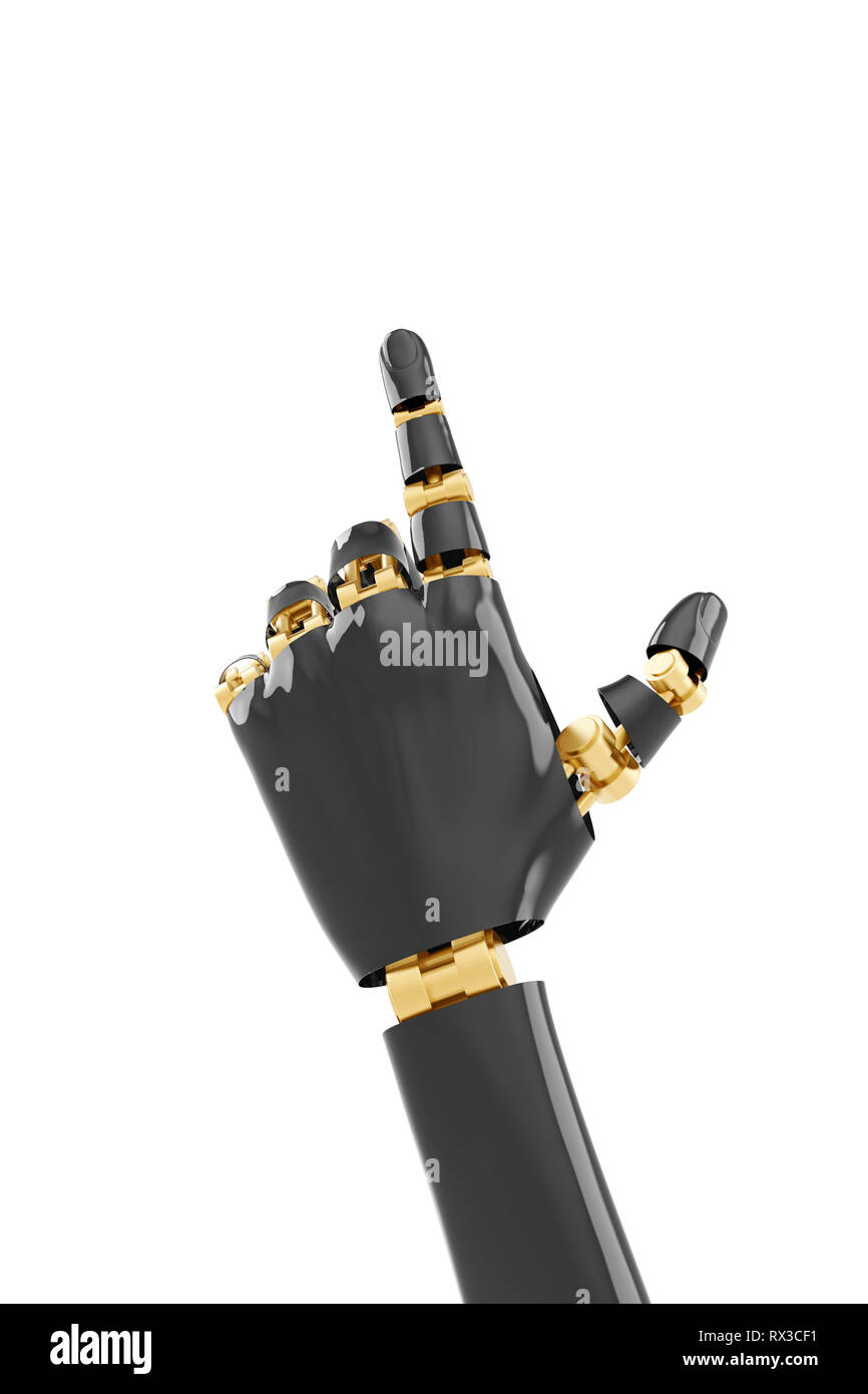 3D rendering concept of a robotic mechanical arm. thumbs up symbol ...