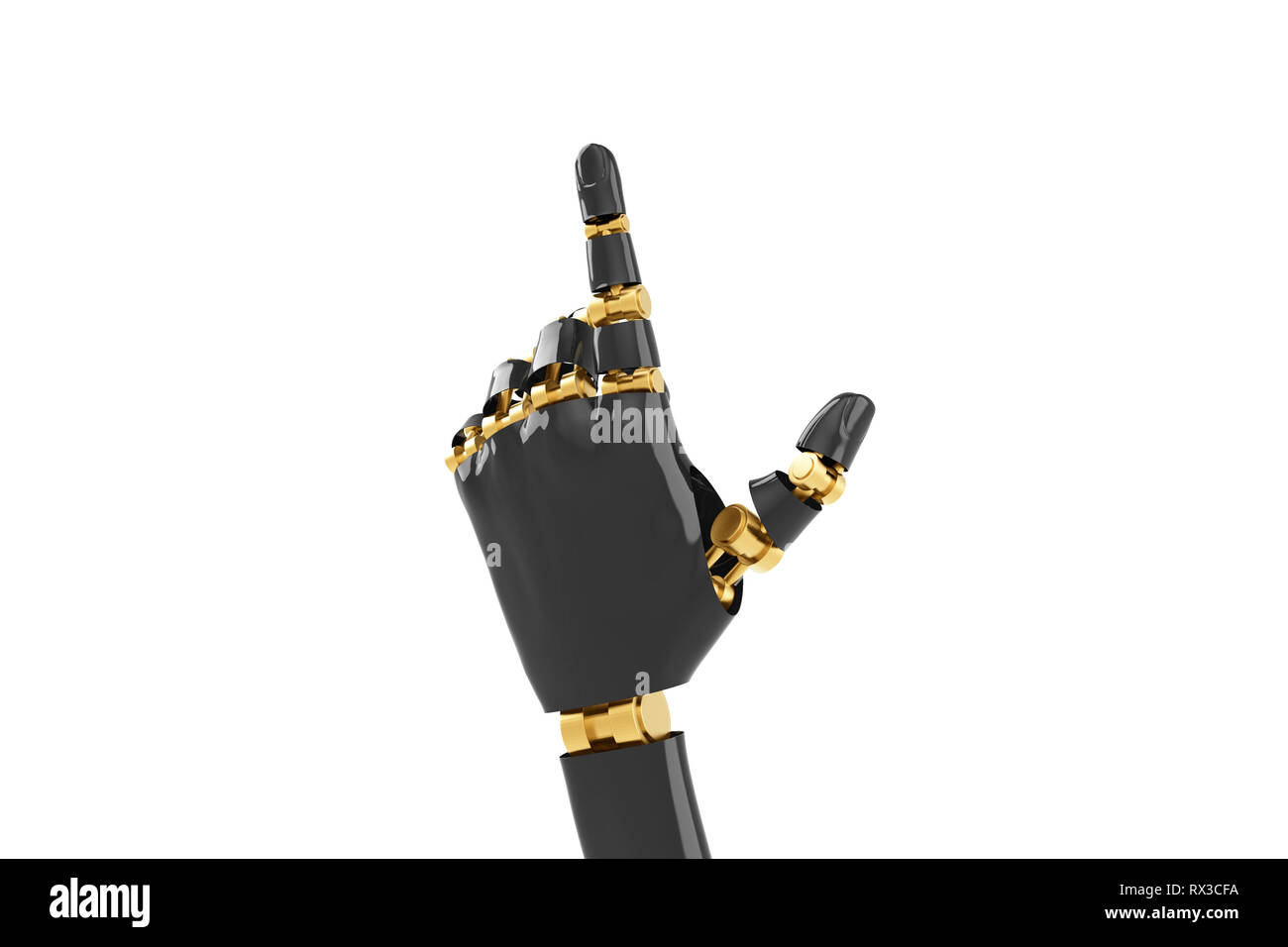 3D rendering concept of a robotic mechanical arm. thumbs up symbol ...