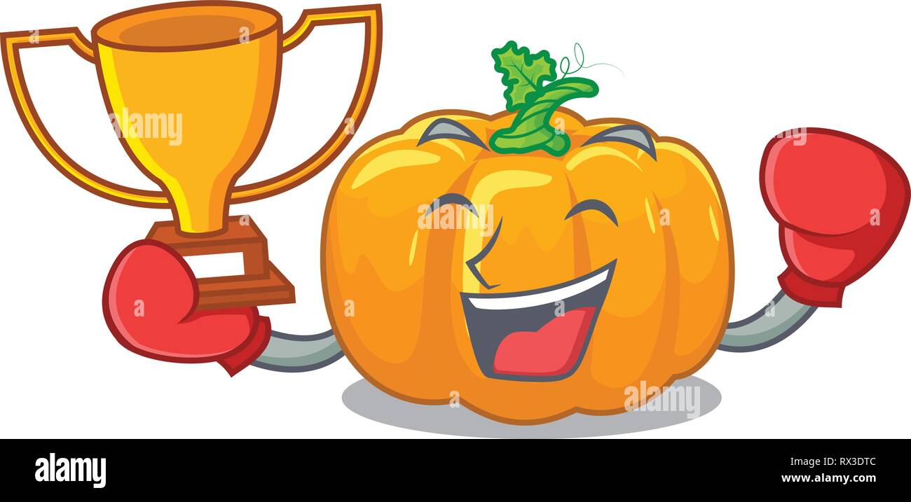 Boxing winner yellow pumpkin isolated in the cartoon Stock Vector Image ...