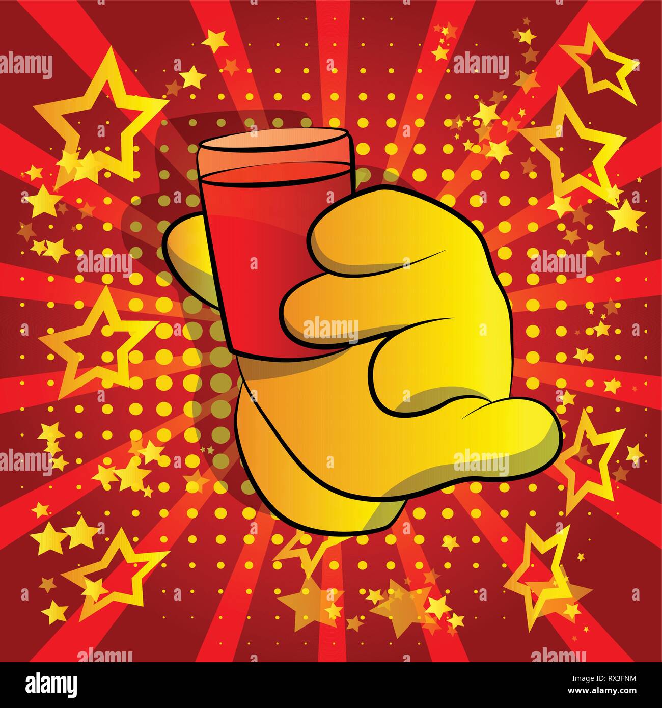 Vector cartoon hand holding a cup of brandy. Illustrated hand on comic ...