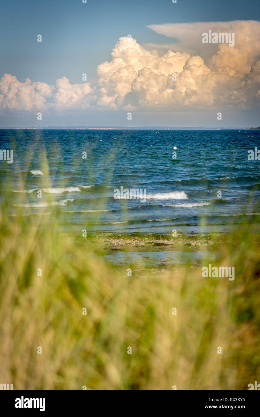 a narrow path leads to the beach from the sea Stock Photo - Alamy