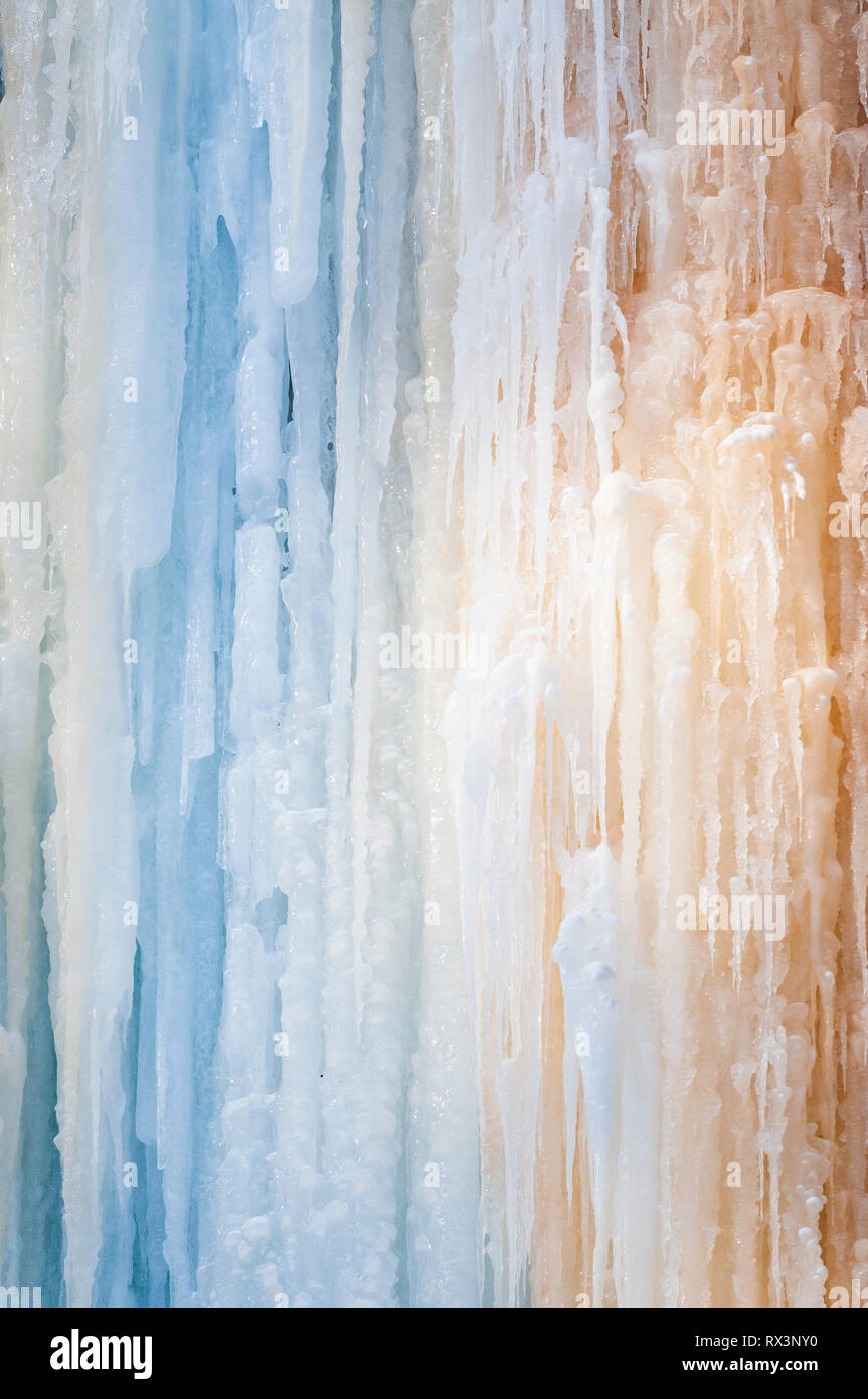 Icicles form from a frozen tiffany falls hi-res stock photography and ...