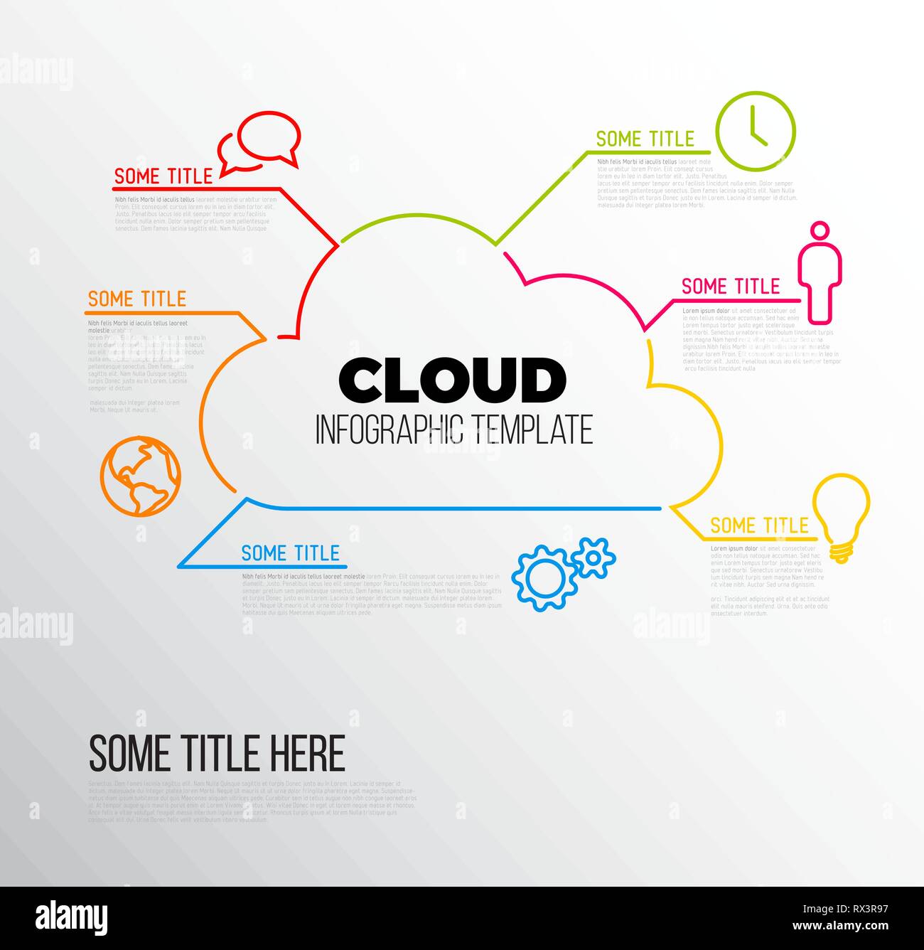 Vector Infographic report template made from lines and icons with cloud ...