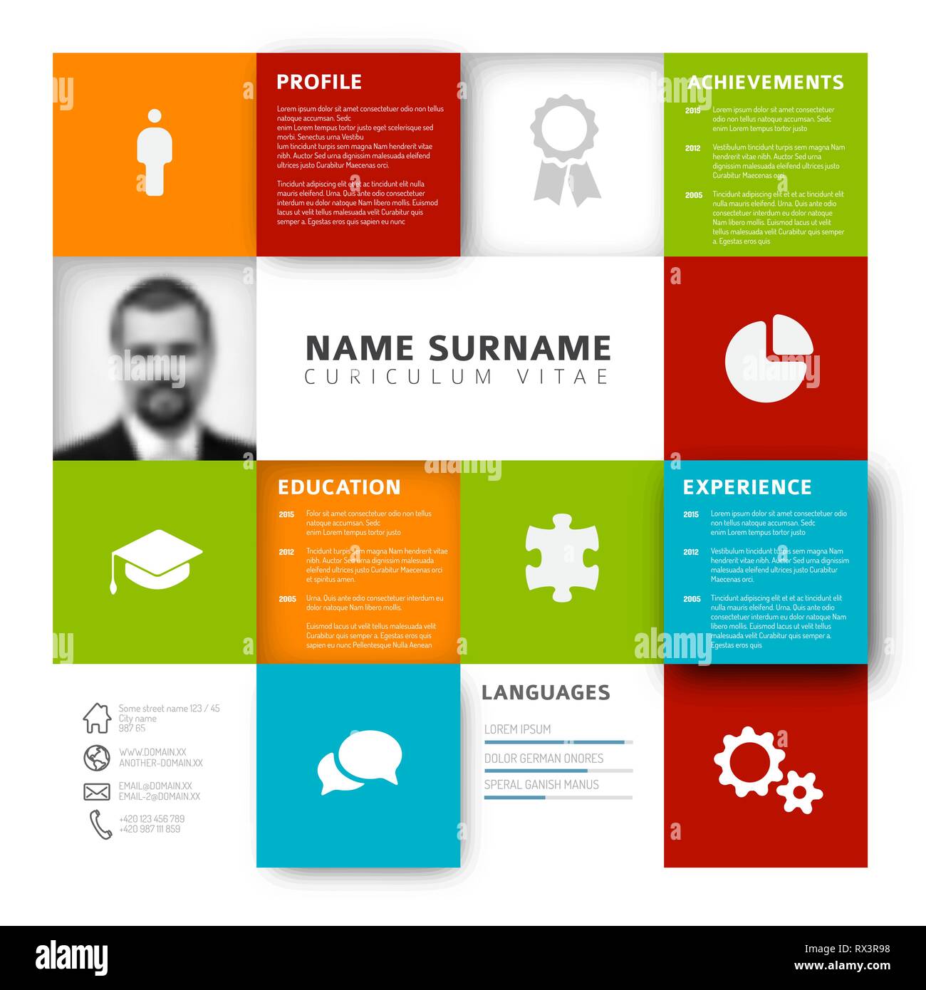 Vector mosaic minimalist cv / resume template profile Stock Vector ...