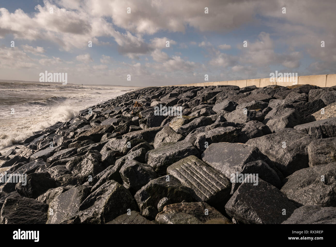 Man made sea defenses Stock Photo - Alamy