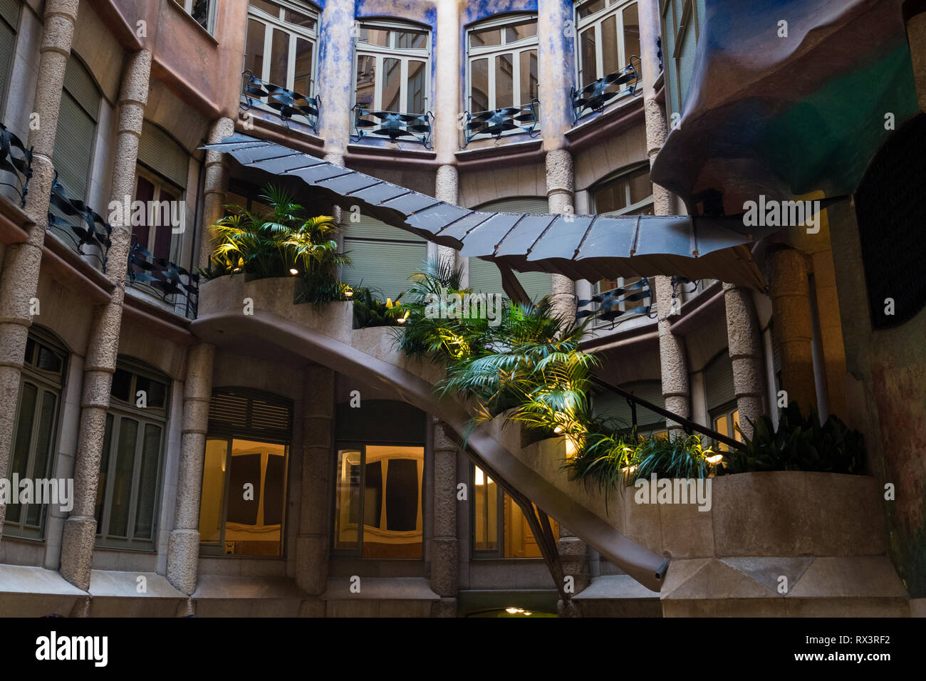 Gaudi casa mila staircase barcelona hi-res stock photography and images ...