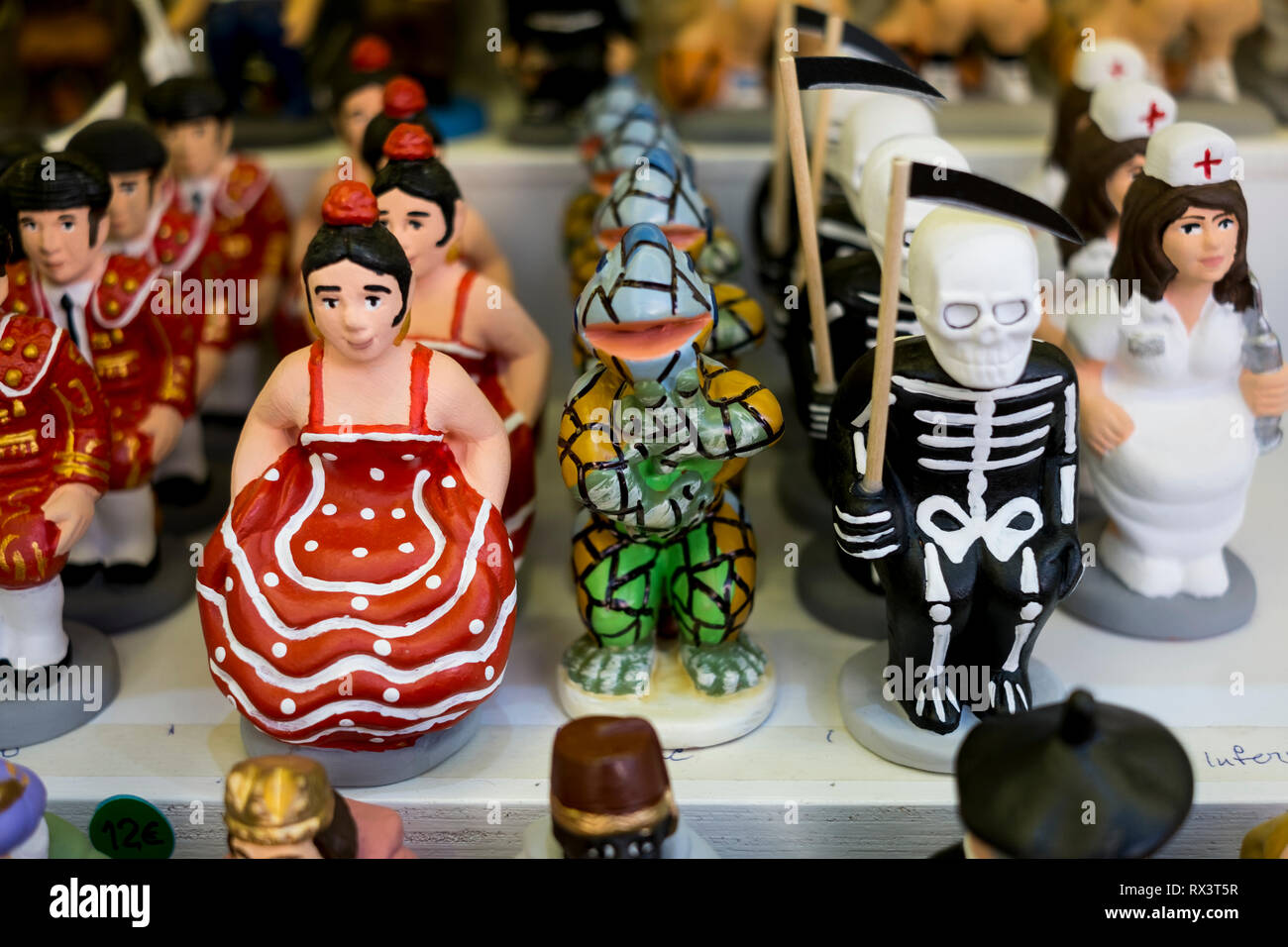 Caganer, the traditional Christmas nativity scene figure. They're sold ...