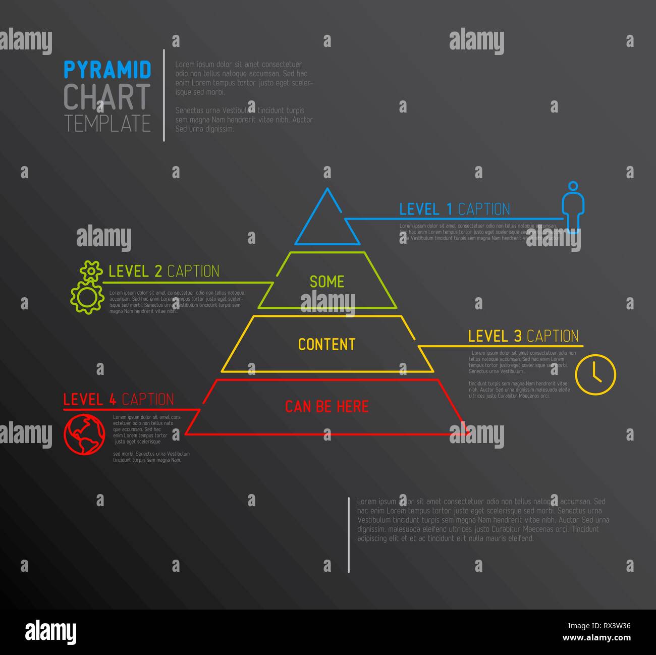 Vector Infographic Pyramid chart diagram template with icons, made by ...