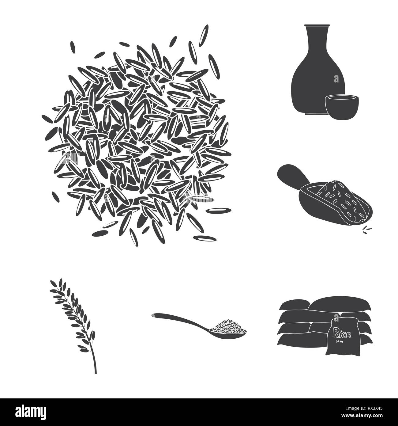 grain,vodka,scoop,spikelet,spoon,bag,rice,white,cup,heap,field ...