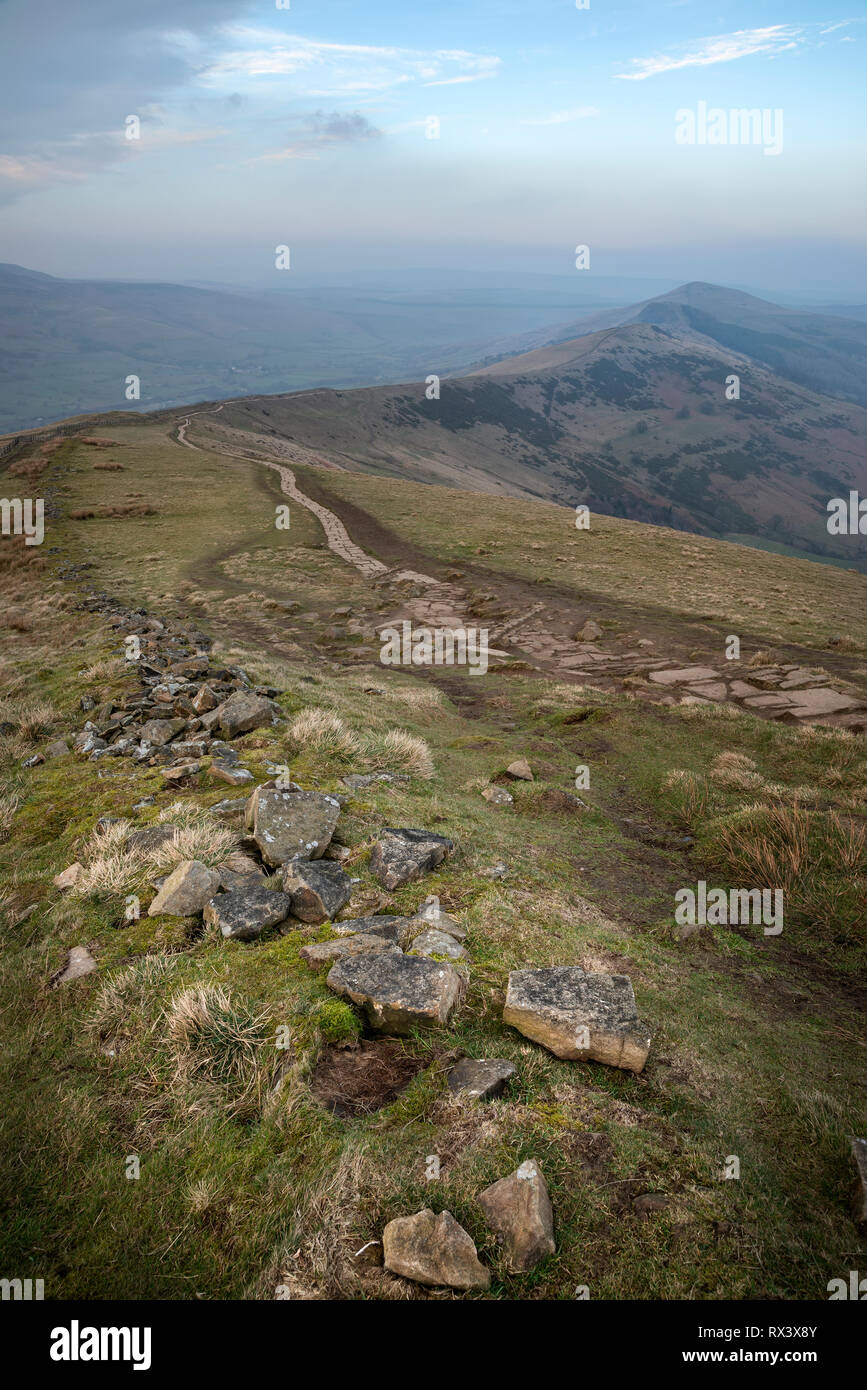 Beautiful sunset landscape image of The Great Ridge in the Peak ...