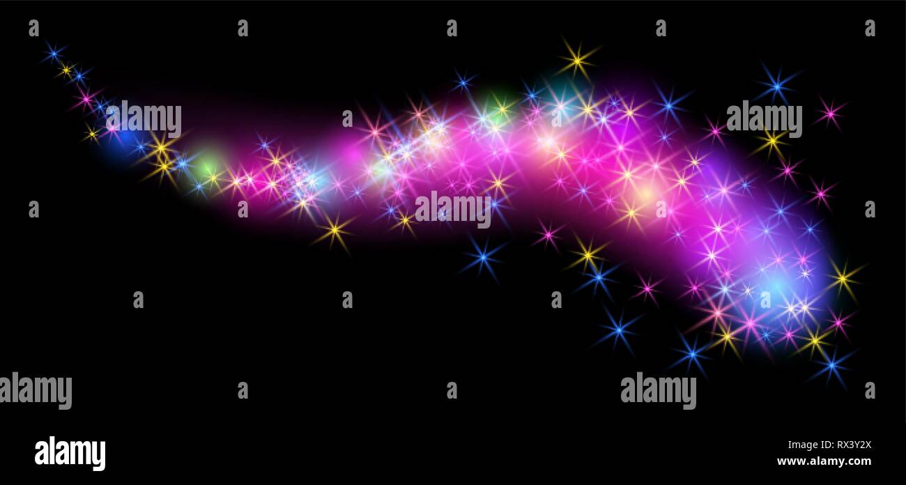 Glowing multicolor wave line with sparkle stars Stock Vector Image ...