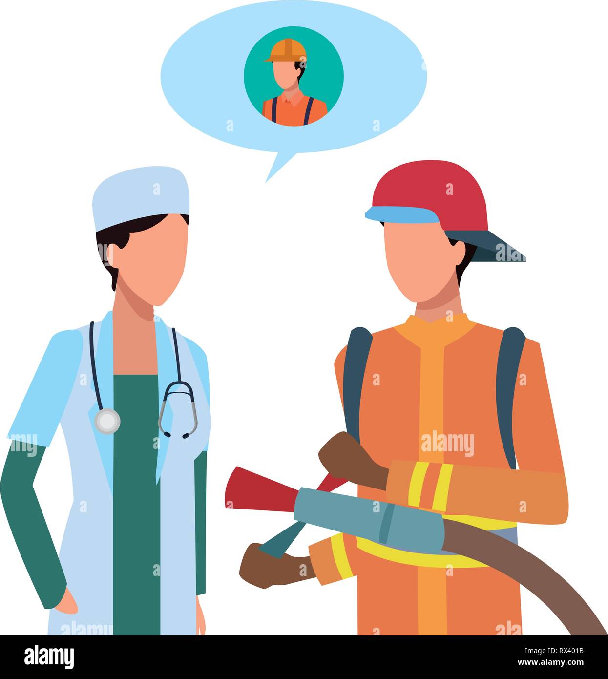 Construction workers talking Stock Vector Images - Alamy