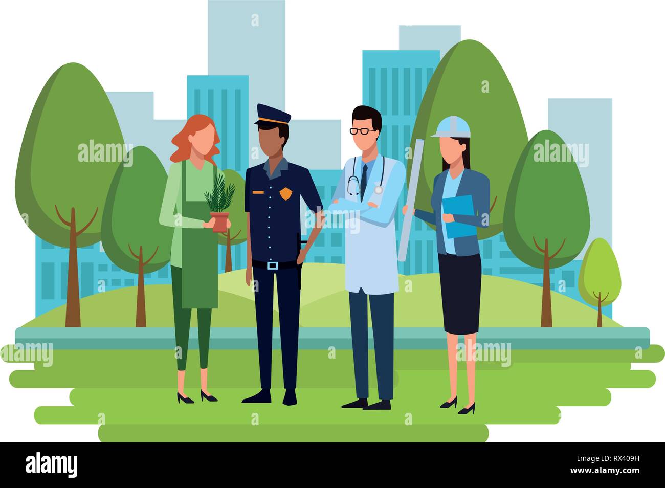 Cartoon Characters Different Professions High Resolution Stock ...