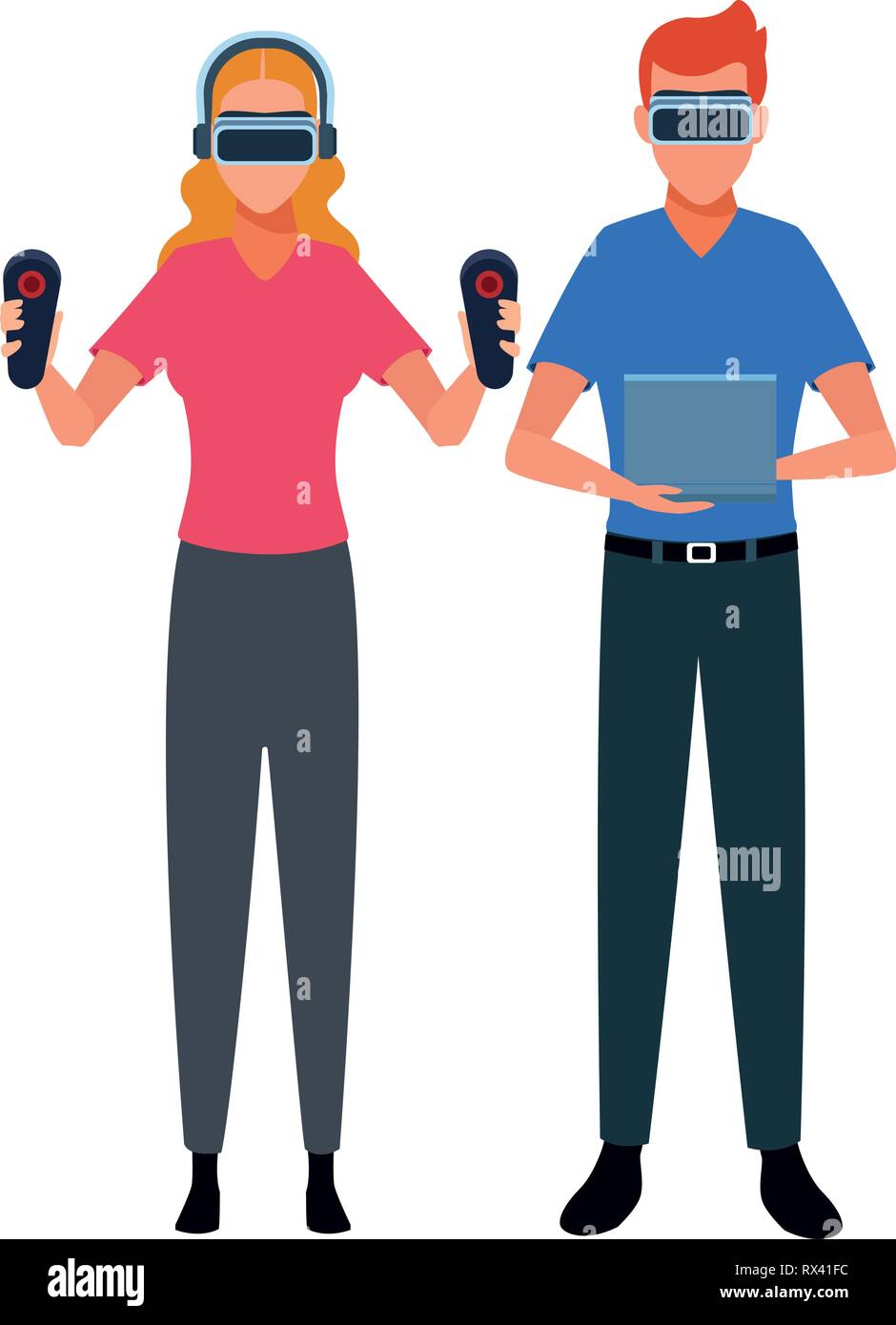 Woman cartoon augmented reality Cut Out Stock Images & Pictures - Alamy