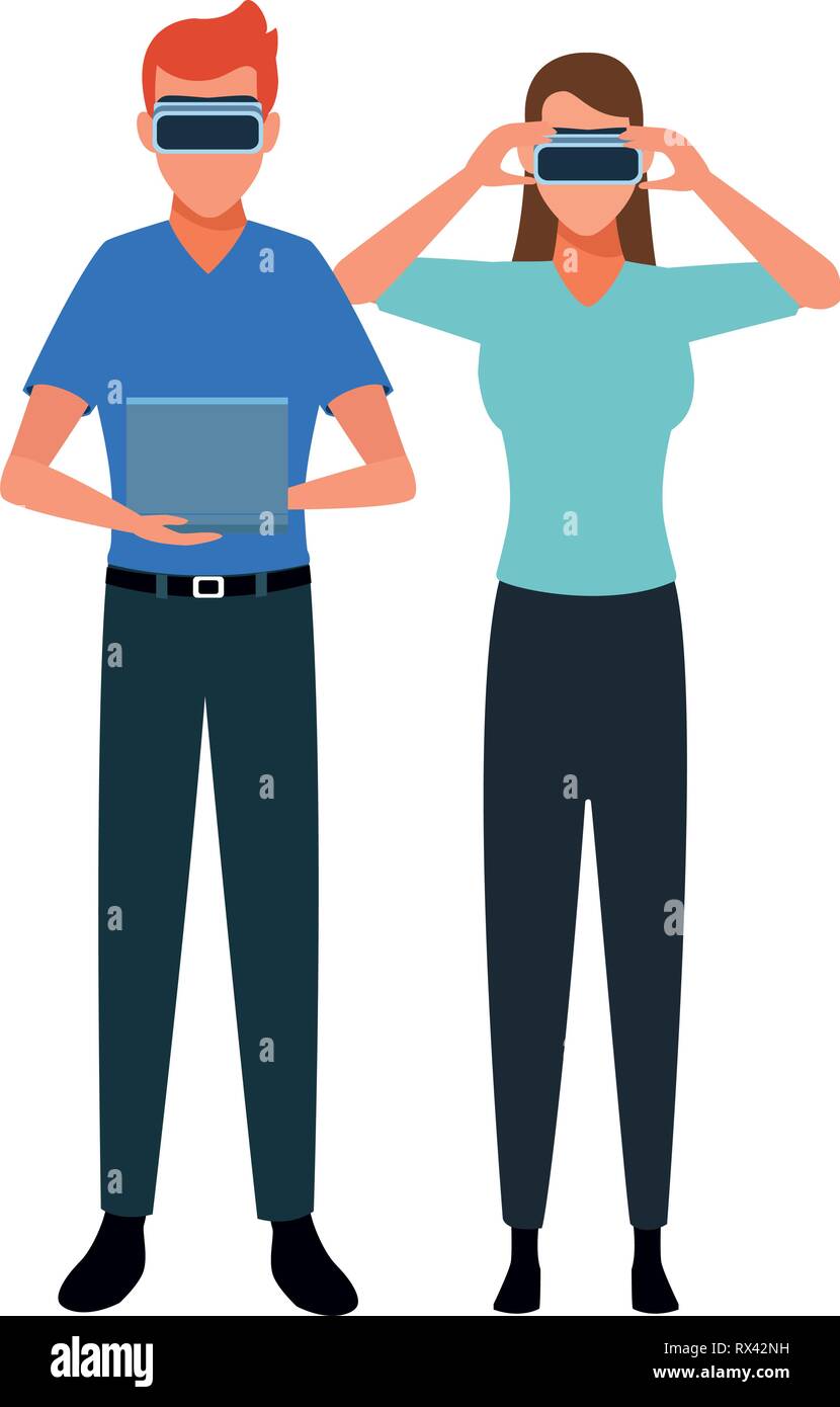 Woman cartoon augmented reality Cut Out Stock Images & Pictures - Alamy