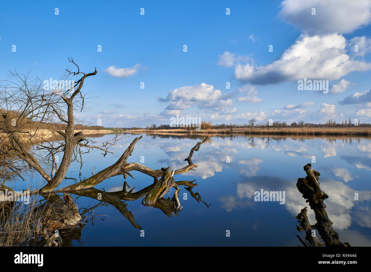 Reflection of clouds and sky on the water Stock Photo - Alamy