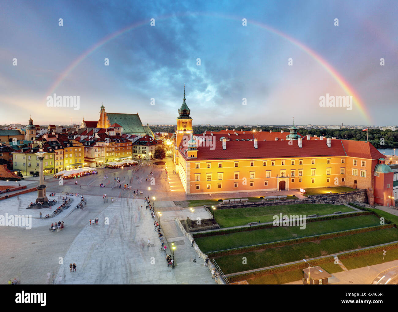 Rainbow over Warsaw Old Town square, Poland Stock Photo - Alamy