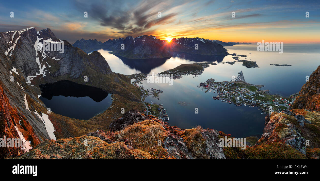 Aerial landscape sunset ocean mountain hi-res stock photography and ...