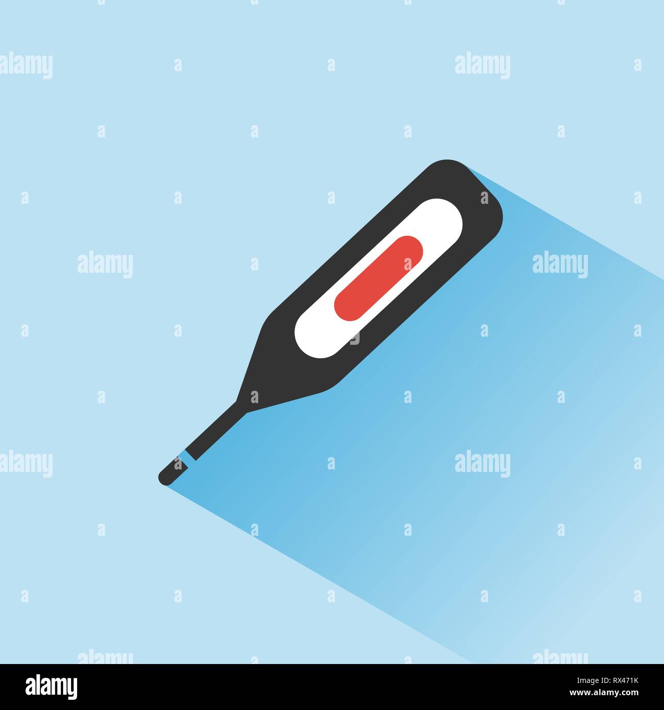 Digital thermometer. Medicine color icon with shadow on a blue ...