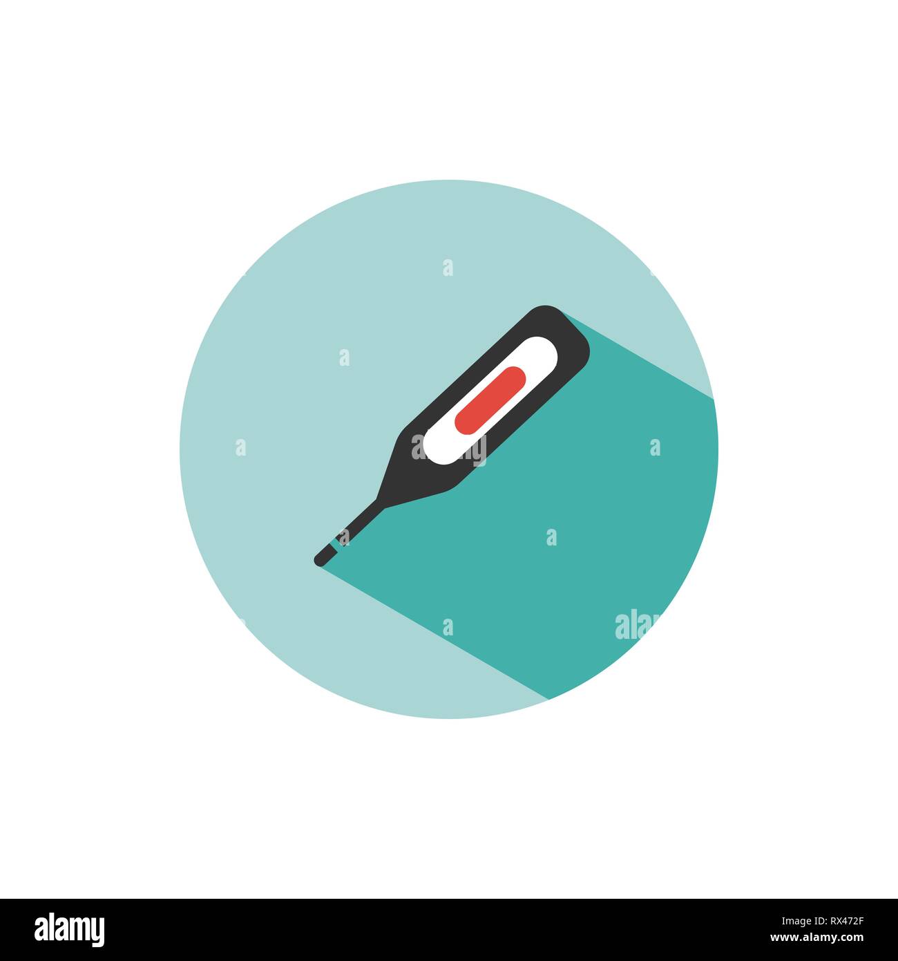 Digital thermometer. Medicine flat color icon with shadow on a green ...