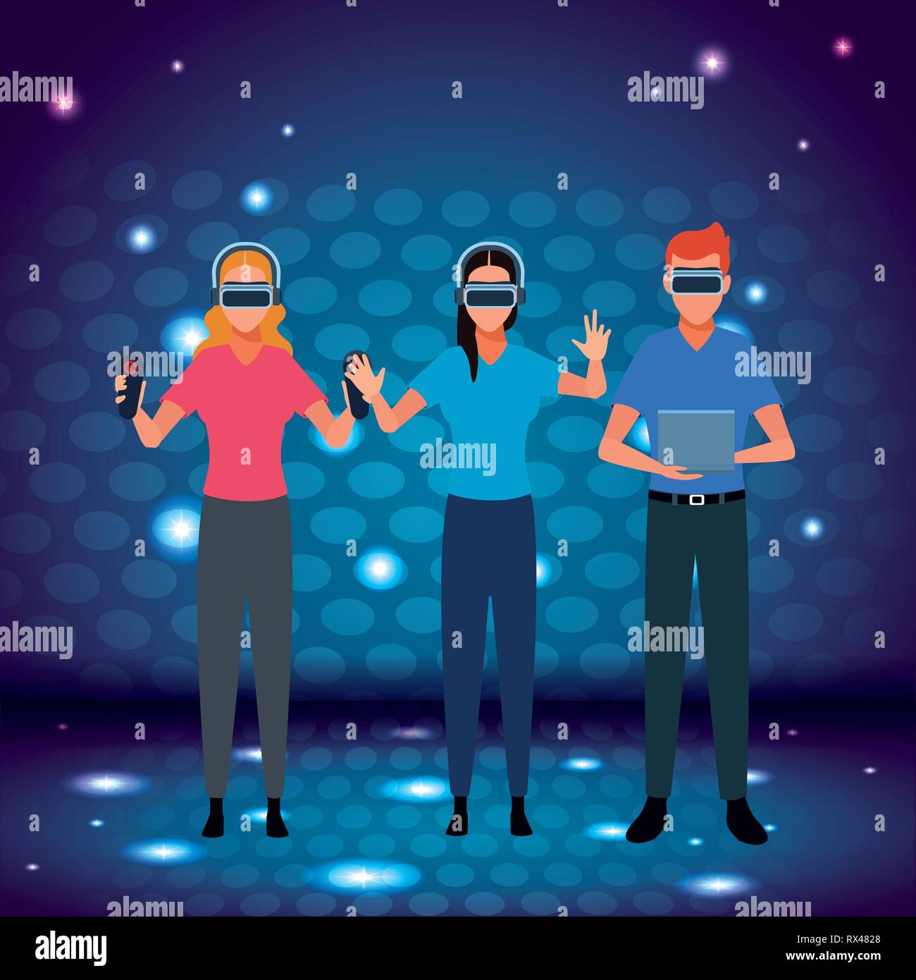 People playing with virtual reality Stock Vector Image & Art - Alamy