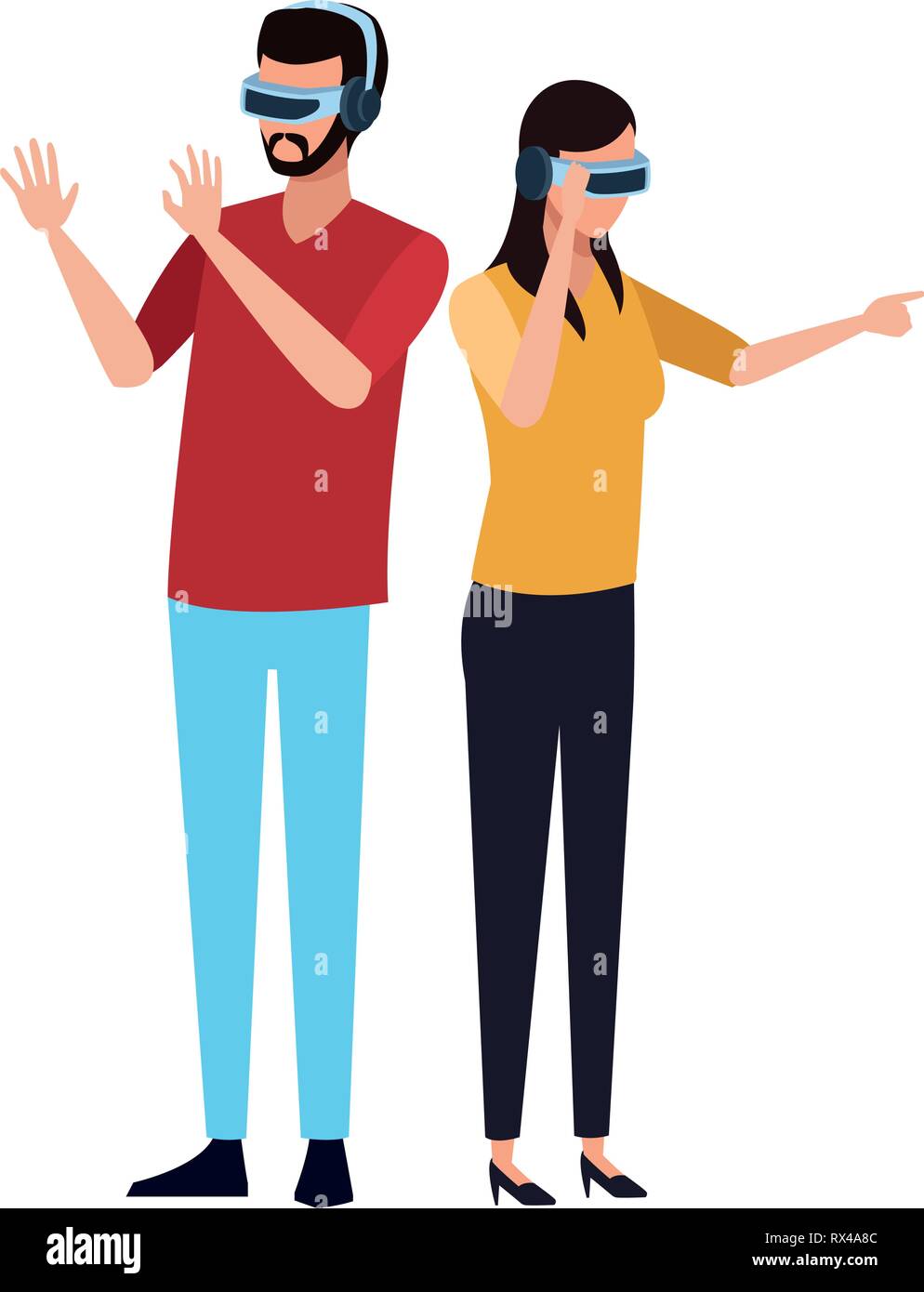 People playing with virtual reality technology Stock Vector Image & Art ...