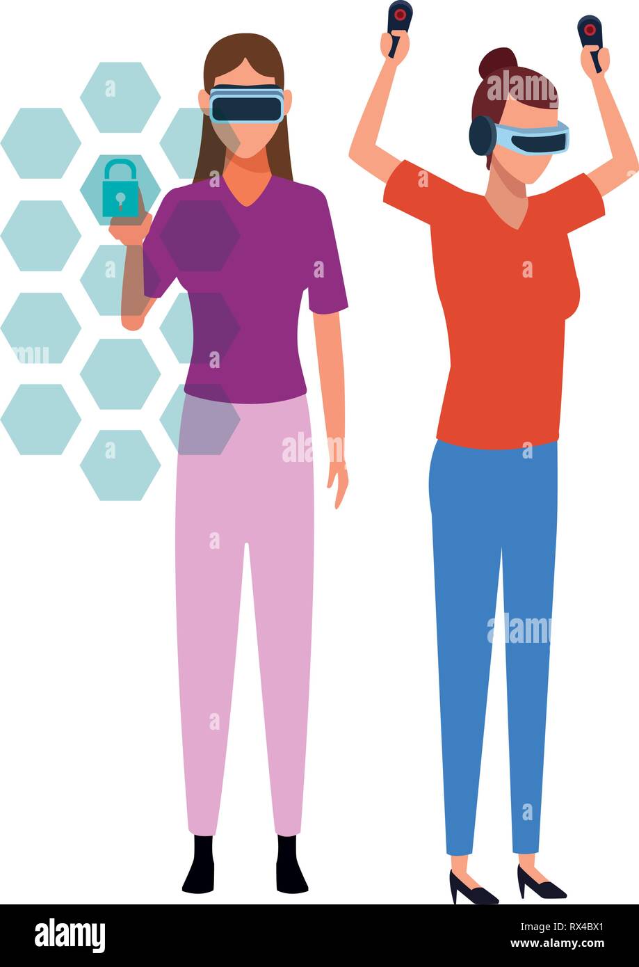 People playing with virtual reality technology Stock Vector Image & Art ...