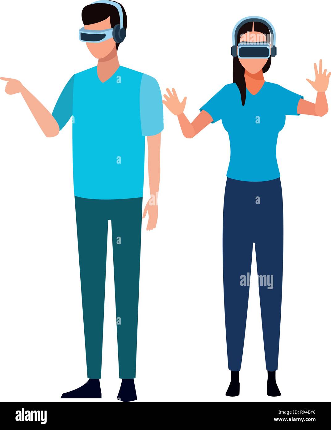 People playing with virtual reality technology Stock Vector Image & Art ...