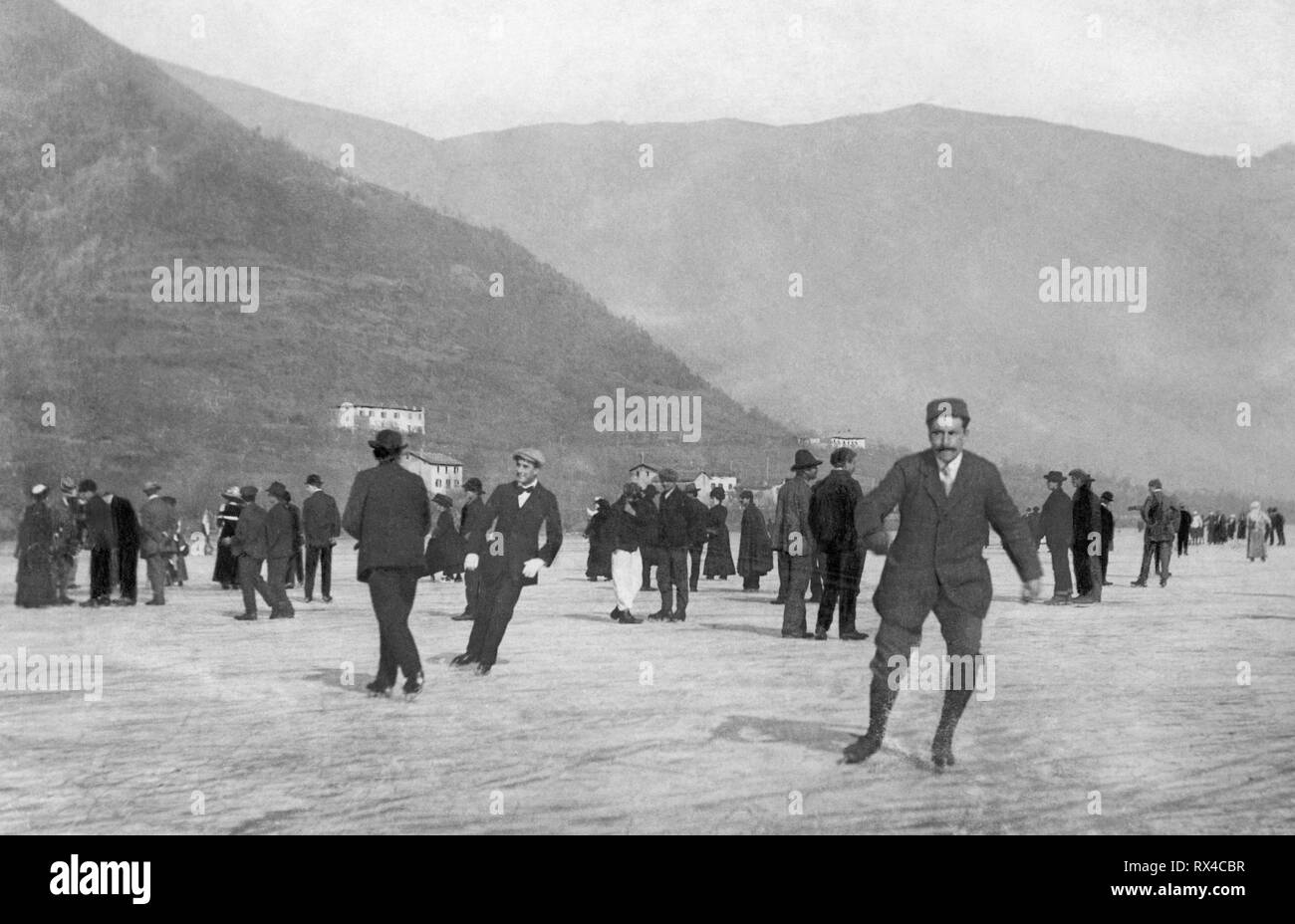 Skating rink on frozen lake Black and White Stock Photos & Images - Alamy